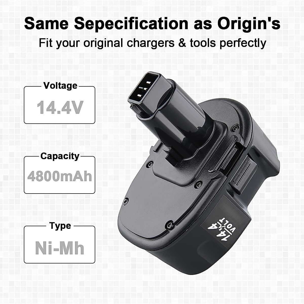 PDstation 2Pack DC9091 DW9094 Battery 4.8Ah Replacement for Dewalt 14.4v Battery DW9091 DE9091 DE9092 DE9038 Compatible with Dewalt Replacement Battery XRP Cordless Power Tool