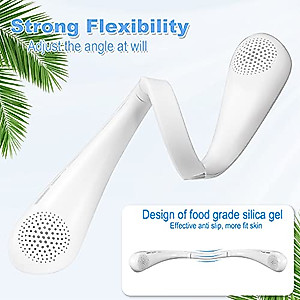 A&F Portable Bladeless Hanging Neck Fan Hands Free Sports Fans, USB Rechargeable Personal Wearable Brushless Motor Leafless Fan with 3 Wind Speeds Mini Necklace Fan for Office Outdoor Travel (White)