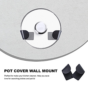 Cabilock 5 Pairs Pot Lid Rack Wall Mounted Adhesive Pan Pot Cover Storage Rack Shelf Chopping Board Holder Drain Rack for Kitchen Home Black