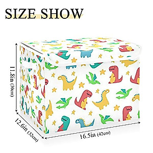 Dinosaurs Storage Bins with Lids for Organizing Lidded Home Storage Bins with Handles Oxford Cloth Storage Cube Box for Room