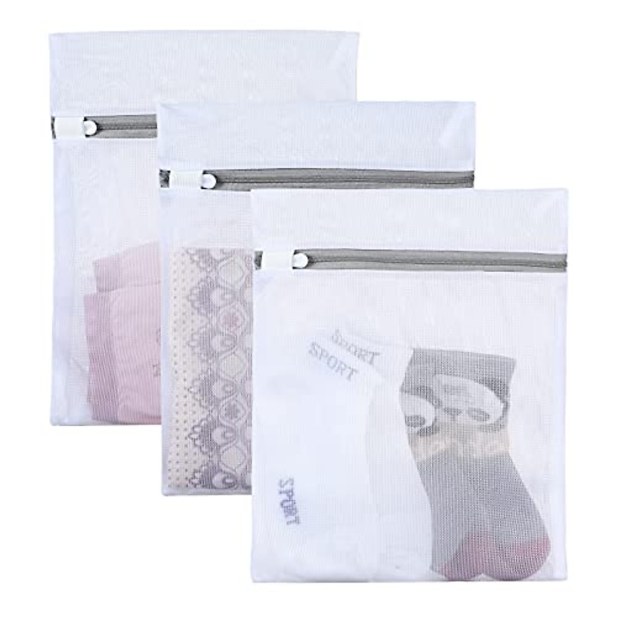 Mesh Laundry Bag - 3 Pack Durable and Reusable Wash Bag Travel Organization Bag for Garment, Socks, Underwear, Panties (9.5Inch x 12 Inch) by YMHB