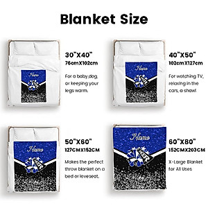 Caichenyz Personalized Cheer Cheerleader Navy Blue Blanket with Name Cheer Gifts 50x60inch Blanket for Teen Child Girls Cheerleader Gifts for Birthday Christmas