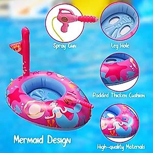 Korigey Mermaid Pool Floats Kids with Water Gun, Pool Toys for Kids Aged 3-8 Years, Toddler Pool Float for Girls, Mermaid Inflatable Float for Pool, Beach and Any Summer Party Gift (36’’x 27’’)