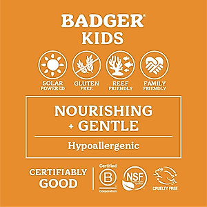 Badger Kids Sunscreen Cream SPF 40, Organic Mineral Sunscreen Kids Face & Body with Zinc Oxide, Reef Friendly, Broad Spectrum, Water Resistant, 2.9 fl oz