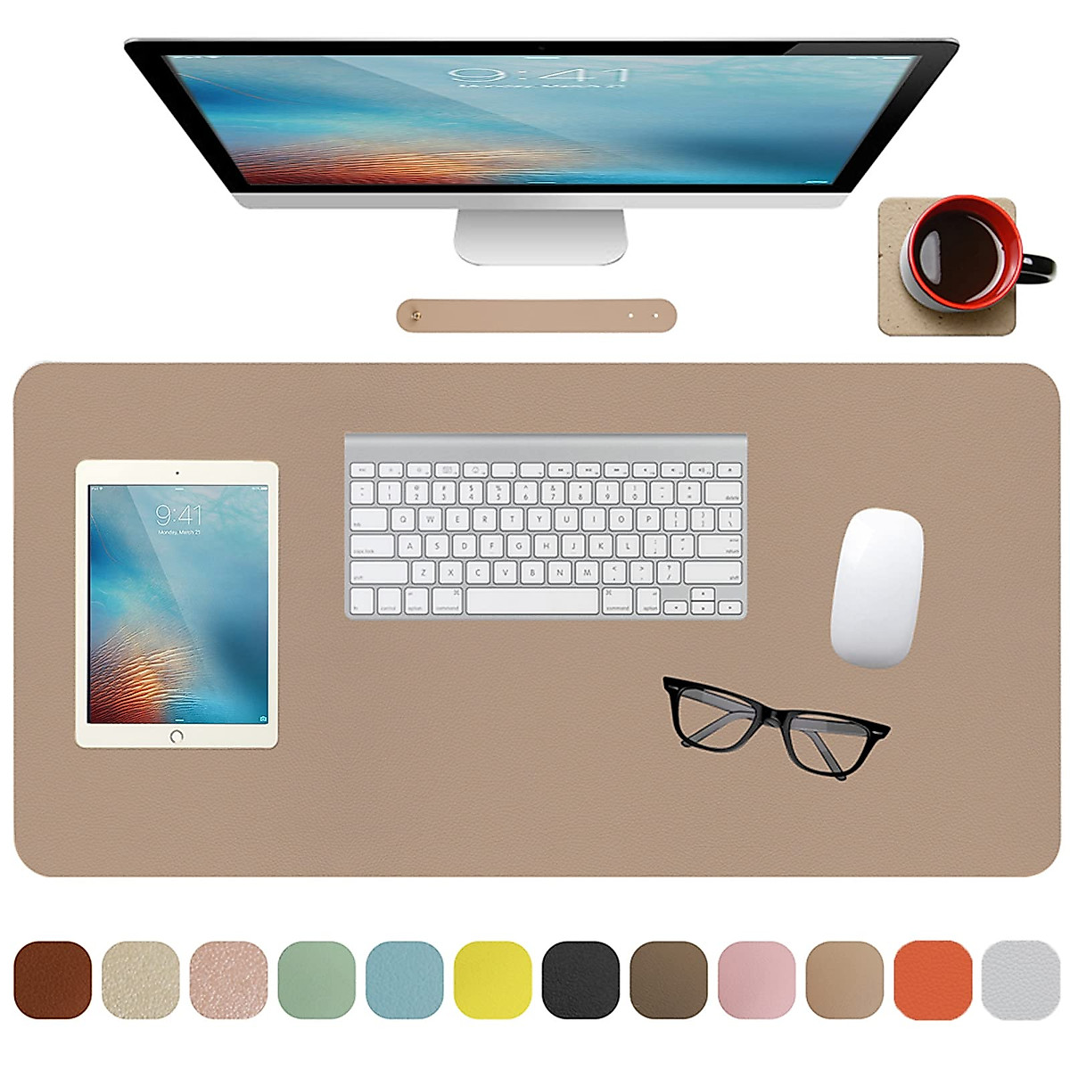 Leather Desk Mat,Desk Pad,Desktop mat,Waterproof Desk Mat for Desktop, Desk Mat for Keyboard and Mouse,Leather Mouse Pad Protector for Office and Home,30"x 14"
