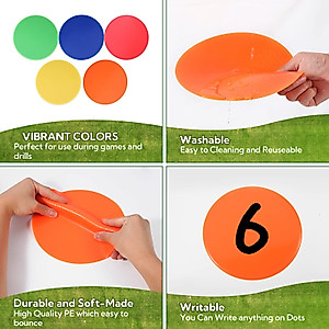 WUSHUANG 10 Inch Poly Vinyl Spot Markers- Non Slip Rubber Agility Markers Flat Field Cones Floor Dots-for Exercise Drills, Sports, Games, Speed Agility Training -10 Pcs