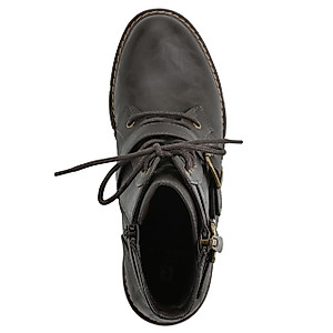 WHITE MOUNTAIN Women's Shoes Crank Block Heel Moto Boot, Dk.Brown/Smooth, 8 M