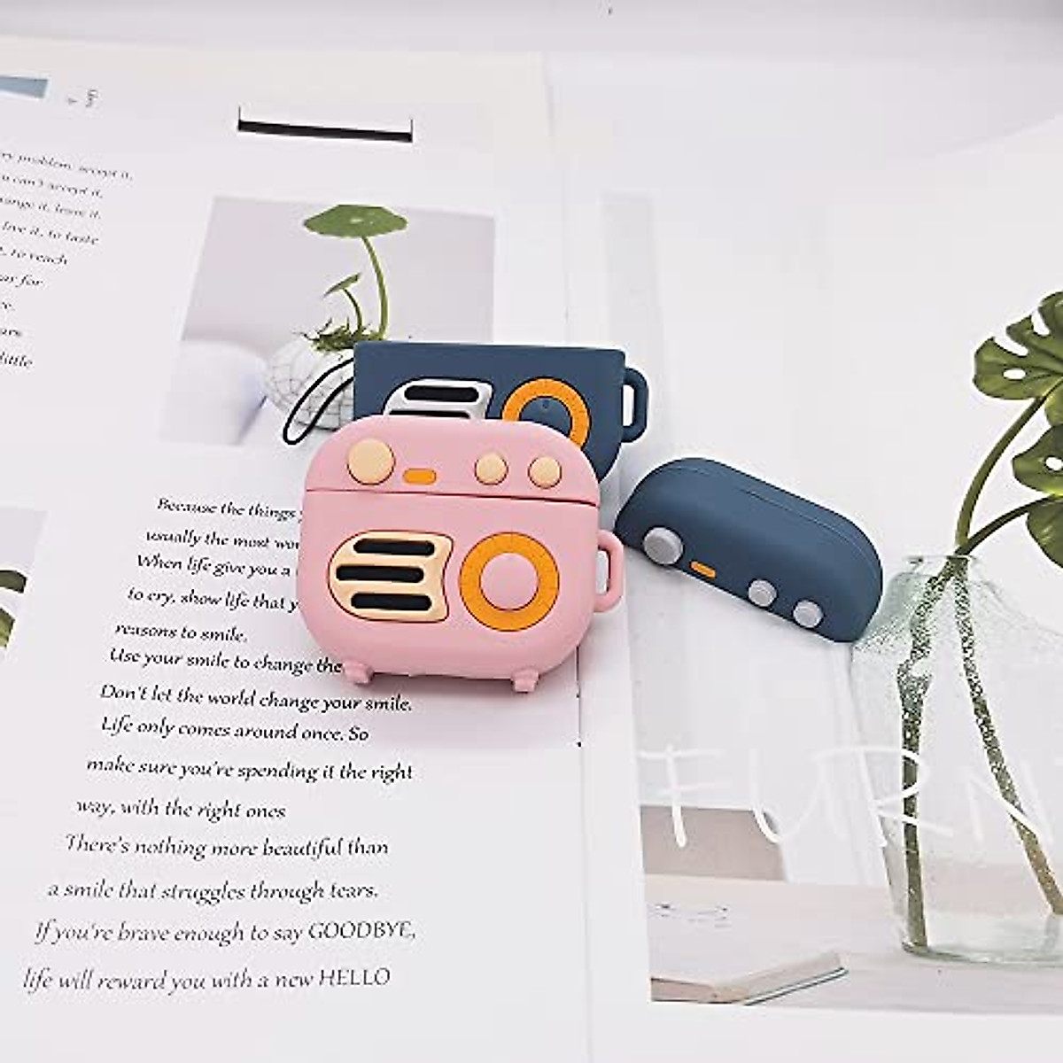 Compatible with AirPods 3 Gen Case Cover 2021, Retro Radio Design Kids Teens Boys Girls Women Cute Funny Cool Silicon Cartoon 3D Shell Gramophone Cover for AirPods Case 3rd Generation - Pink