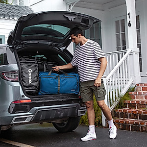 Gonex 100L Large Foldable Travel Duffle Bag with Shoes Compartment, Packable Lightweight Water Repellent Duffel Bag for Camping Gym Weekender Bag Deep blue