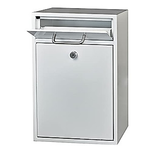 Mail Boss 7420 High Security Steel Locking Wall Mounted Mailbox - Office Drop Box - Comment Box - Letter Box - Deposit Box, Alpine White