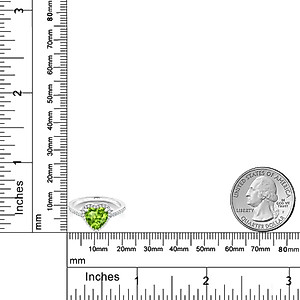 Gem Stone King 1.71 Ct Heart Shape Green Peridot 925 Sterling Silver Engagement Ring (Size 9)