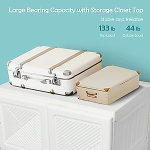 Tangkula Portable Closet Wardrobe, Foldable Clothes Organizer with Cubby Storage, Hanging Rods, Easy Assemble Clothing Storage with Magnet Doors, Folding Bedroom Armoire (8 Cubbies)