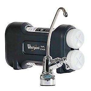 Whirlpool WHADUS5 Under Sink Water Filtration System with Chrome Faucet | Extra Long Life | Easy to Replace 2-Stage UltraEase Filter Cartridges, 1, Blue