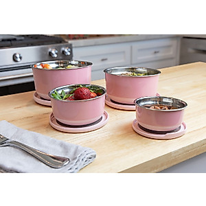 MIRA Stainless Steel Food Storage Set - 4 Anti-Slip Containers for Meal Prep - Multi-Size Pack (1, 2, 3, 5 Cups), Slate Blue