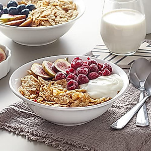 LIFVER Soup Bowls, 48 oz Large Deep Bowls, White Ceramic Bowls, Noodle Pho Bowls, Salad Bowls, Pasta bowls, Bowls for Ramen Noodle Pho Cereal, Set of 4, Dishwasher & Microwave Safe