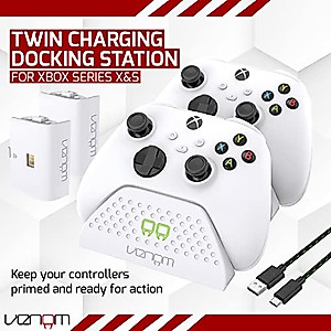Venom Twin Charging Dock with 2 x Rechargeable Battery Packs - White
