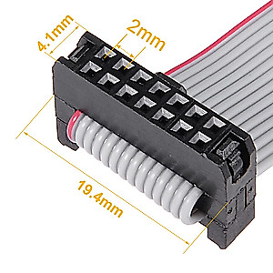 uxcell IDC 14 Pins Connector Flat Ribbon Cable Female Connector Length 30cm 2mm Pitch,5pcs