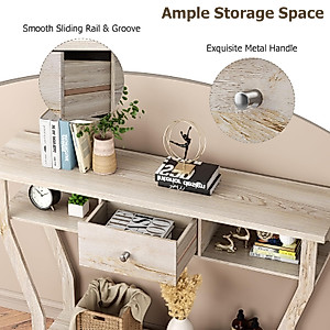 KOTEK 47'' Console Table with Storage Drawer and Shelves, Narrow Sofa Table, Accent Foyer Table, Entryway Table for Hallway, Living Room, Easy Assembly (Grey)