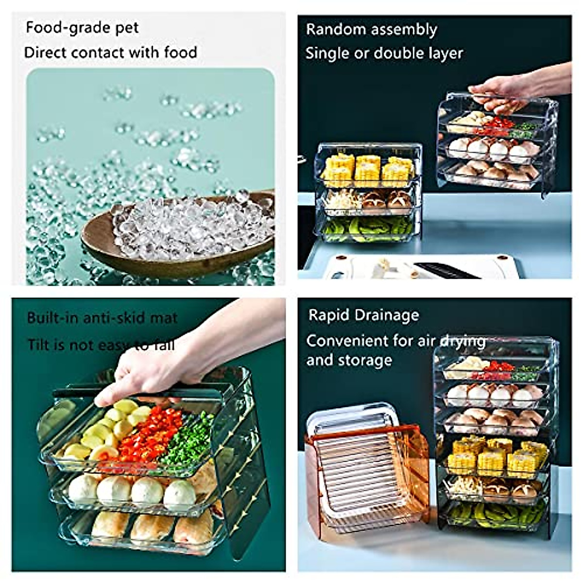 Baotkere Kitchen Multi-Function Fruit and Vegetable Preparation Plate, Side Dish Stacking Storage, Punch-Free Household Hot Pot Dish, Multi-Layer Sorting Tray, Kitchen Sundries Rack