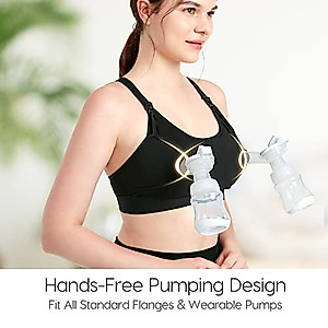 Lupantte Hands Free Pumping Bra, Breast Pump Bra, Adjustable Breastfeeding Nursing Bra for Holding Breast Pumps Like Spectra, Lansinoh, Philips Avent, Ameda, Bellababy,etc. (Large Black)