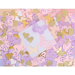 HIKLO Butterfly Table Scatter Confetti - Butterfly Table Decorations, Butterfly Birthday Decor, Butterfly Themed Spring Wedding/Bridal Shower/Baby Shower Party Decor, 210 Pcs Pink Purple Gold Confetti