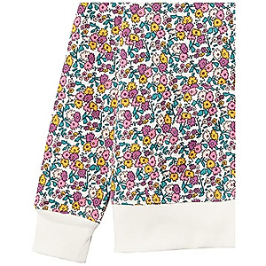 Amazon Essentials Girls' Fleece Zip-Up Hoodie Sweatshirt, White Ditsy Floral, Large