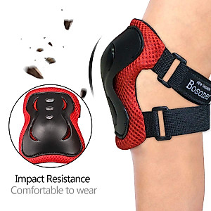 BOSONER Kids/Youth Knee Pad Elbow Pads Guards Protective Gear Set for Roller Skates Cycling BMX Bike Skateboard Inline Skatings Scooter Riding Sports