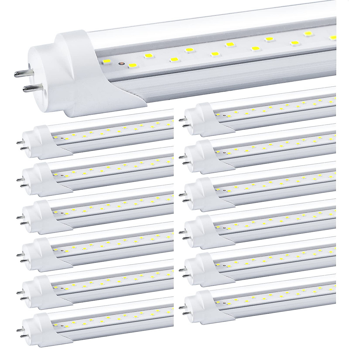 Nimgoti T8 LED Bulbs 4 Foot, 12-Pack 4FT LED Tube Light, 24W 3200LM, 5000K Daylight White, T8 Fluorescent Tube Replacement, Dual-Row Chips, Super Bright, Ballast Bypass, Dual-End Powered, Type B