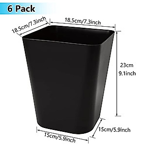 ZOFORTY 6 Pack Slim Plastic Trash Can Wastebasket 1.5 Gallon Small Garbage Bin Black Trash Bin Waste Basket for Office Bathroom Bedroom Home Kitchen Dorm - 9”High