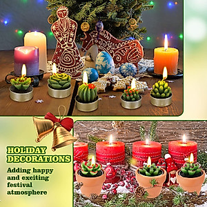 Treela 18 Pcs Succulent Cactus Tealight Candles Handmade Tea Lights Baby Shower Plant Candle Gift with Mini Terracotta Clay Candle Holders for Home Birthday Christmas Wedding Party(Classic)