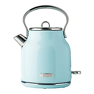 Haden 75004 Heritage 1.7 Liter (7 Cup) Stainless Steel Electric Kettle with Auto Shut-Off and Boil Dry Protection, Turquoise