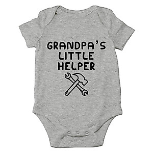 AW Fashions Grandpa's Little Helper Bodysuit Cute Newborn Boy Outfits Funny Baby Rompers Girl Clothes (Newborn, Sports Grey)