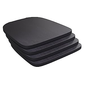 Flash Furniture Perry Set of 4 Poly Resin Wood Seat - Black Polystyrene - Rounded Edges for Comfort - For Colorful Metal Chairs and Stools - Indoor/Outdoor