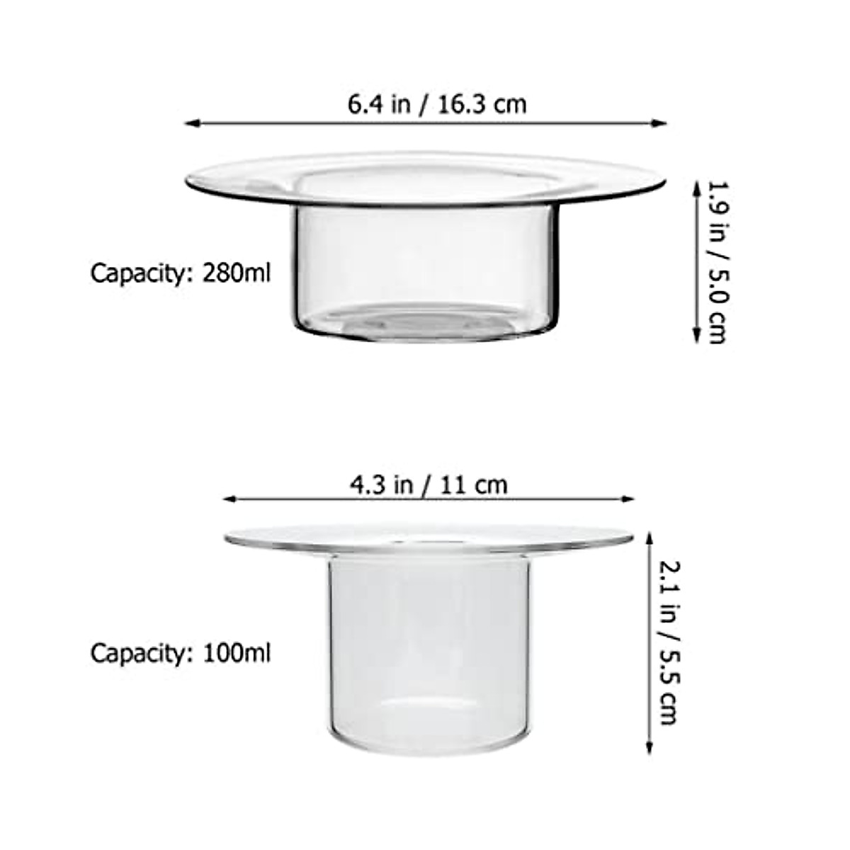 UPKOCH Glass Trifle Bowl 2Pcs Glass Salad Bowl Clear Glass Yogurt Bowl Crystal Dessert Bowl Oatmeal Storage Bowl Appetizer Bowl Plate for Candy Fruit Snacks 100ml+280ml Appetizer Cups