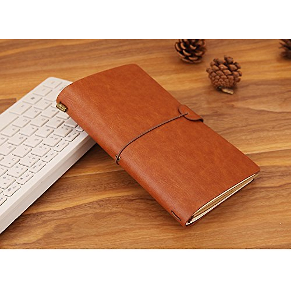 Leather Notebook Journal Diary,Travel Journal,Refillable Vintage Journals to Write in for Men and Women,Classic Retro Style,Perfect for Travelers,Fountain Pen Users,8x4.7'',2 Lined Refills,Brown