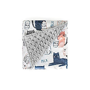 Hofasiii Unisex Boy Girl Lightweight Comfortable Super Soft Plush Minky Baby Blanket in 30’’x40’’ ,Newborn Receiving Baby Cat Blankets with Dotted Backing