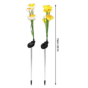 Solar Powered Flower Stake LED Light 4 Heads Outdoor Daffodil Garden Patio Gravestones Walkway Lights Waterproof Decorative Stakes Lamp