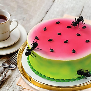 NPLUX 10 Inch Plastic Cake Carriers Gold Cake Containers with Lid and White Cake Boards, Clear Cupcake Holder for 1-2 Layer Cheesecake, Bundt Cake Pie Bakery Supplies (5 Pack)