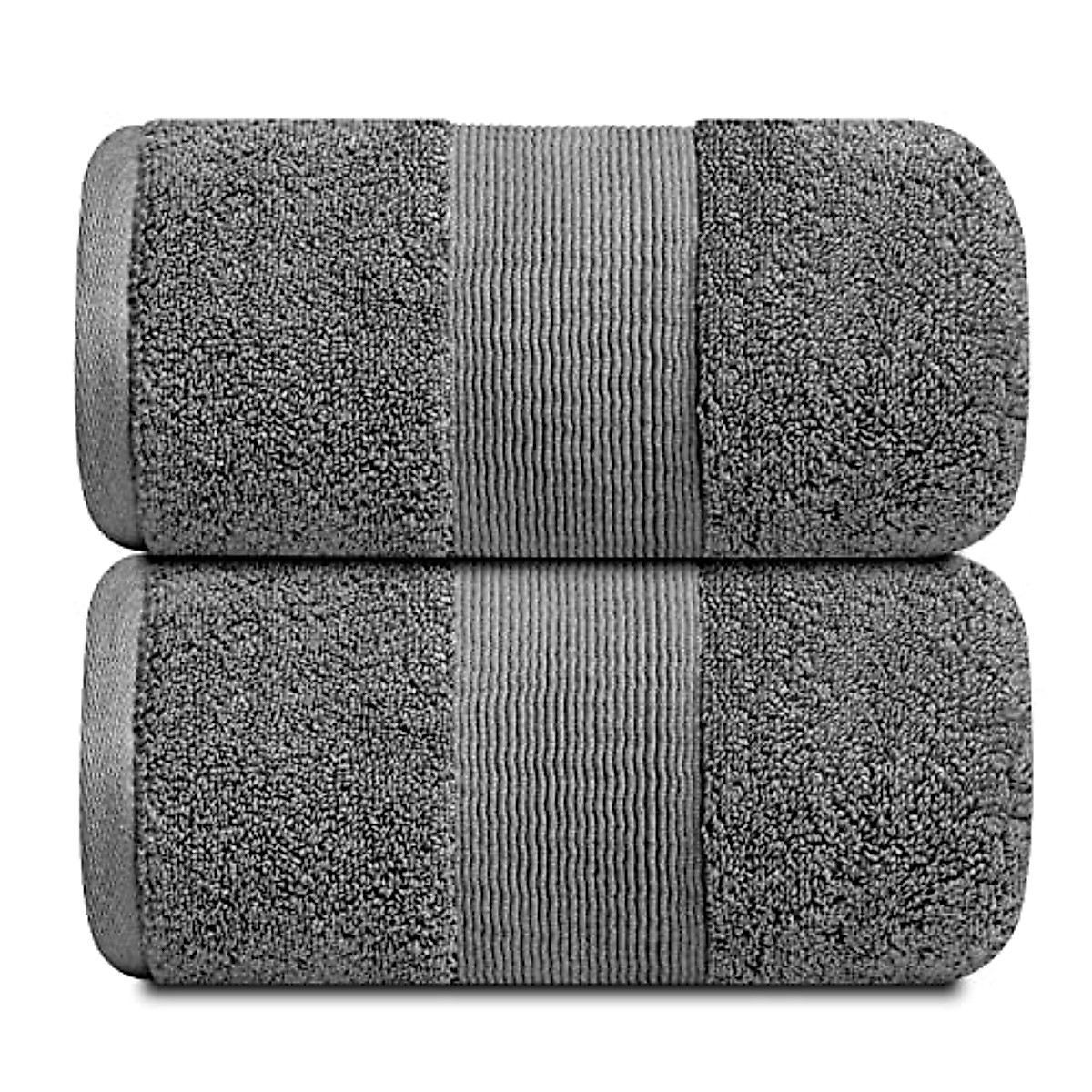White Classic Resort Collection Soft Bath Sheet Towels | 35x70 Oversize Large Luxury Hotel Plush & Absorbent Cotton Bath Sheet [2 Pack, Smoke Grey]