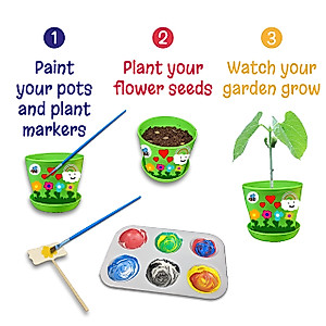Paint and Plant Flower Growing Kit for Kids - Kids Gardening Set Gifts for Girls and Boys Ages 6-12 Year Old- Arts and Crafts for Girls and Boys - Grow Your Own Flowers - Paint and Grow Craft Kit