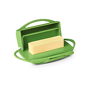 Butterie Flip-Top Butter Dish and Toaster Tongs Bundle (Green)
