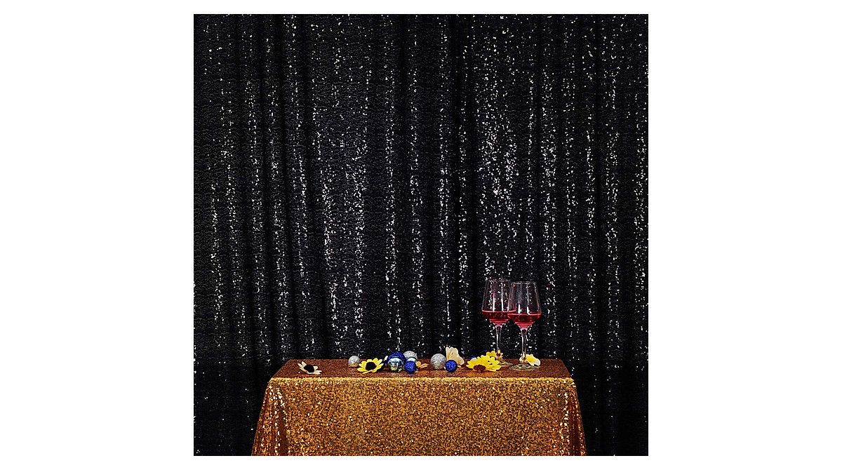 Black Sequin Backdrop 6x8 FT | Wedding, Party & Photo Booth