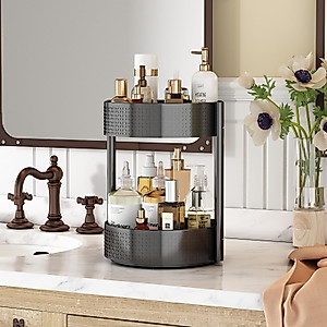 Lazy Susan Turntable Organizer,2 Tiered Rotating Kitchen Storage Rack,Fridge Lazy Susan Turntable for Cabinet,Refrigerator,Dining Table,Kitchen Counter,Pantry,Fridge,Spice Rack Organizers and Storage