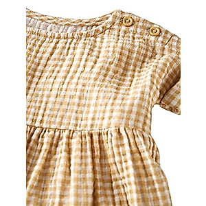 little planet by carter's baby-girls Baby & Toddler Girls' Organic Cotton Dress, Gold Plaid, 4