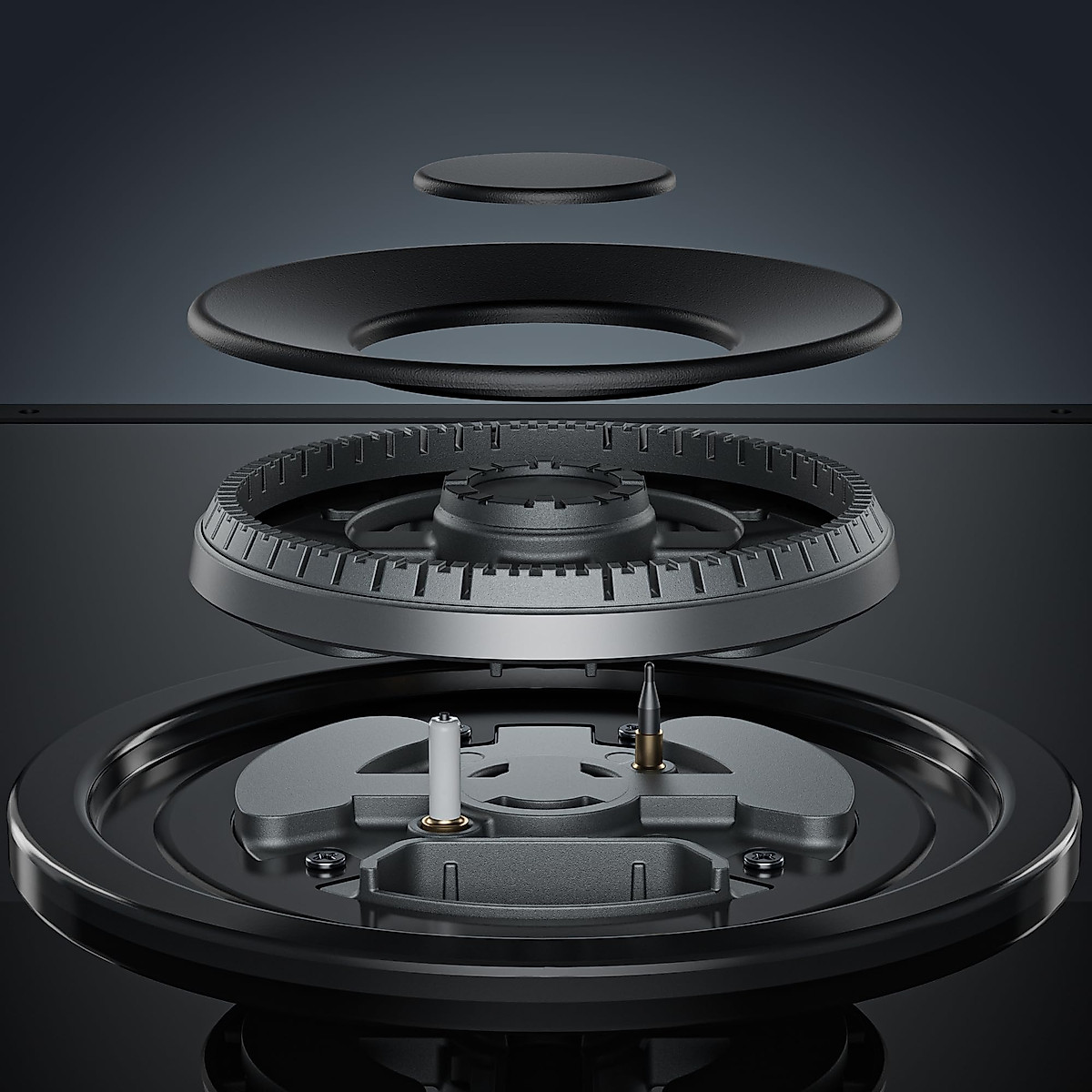 Empava 24 in. Gas Stove Cooktop with 4 Sealed Burners-Heavy Duty Continuous Grates-NG/LPG Convertible-Black Tempered Glass Surface, 24 Inch