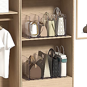 Creahappy 5pcs Shelf Dividers for Closet Shelf Organizer with Base Shelf Closet Organization Adjustable Cabinets Shelf Vertical Purse Separator Closet Bookshelf for Organization in Bedroom Office