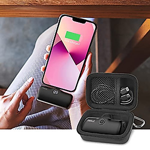 Case Compatible with iWALK Portable Charger Power Bank 4500/ 4800mAh. Charging Battery Pack Holder Storage for LinkPod Mini for iPhone 13/ 12/ 11/ Pro Max, Pocket Organizer for USB-C - Black Bag Only