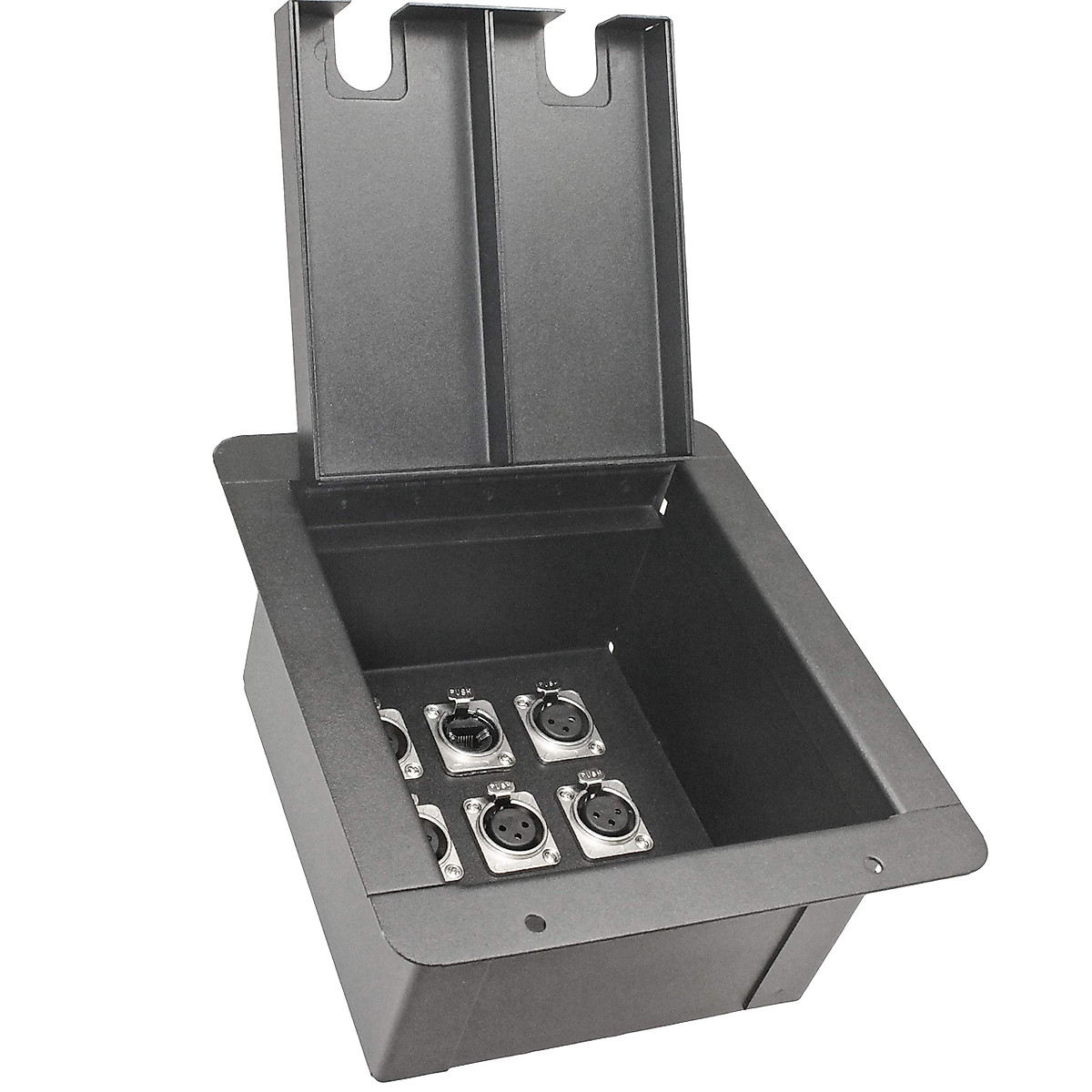 MCSPROAUDIO Recessed Floor Stage Box with 8 XLR Female to Male and 1 CAT5 Passthrough Jacks