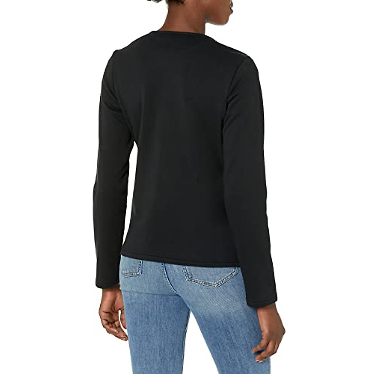 The Drop Women's @caralynmirand Long Sleeve Knit Moto Jacket, Black, S