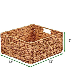 Home Fresh 3 Pack plastic Woven Farmhouse Kitchen Pantry Food Storage Organizer Basket Box - Container Organization for Cabinets, Cupboards, Shelves, Store PotatoesOnions,Countertops, Fruit, Brown